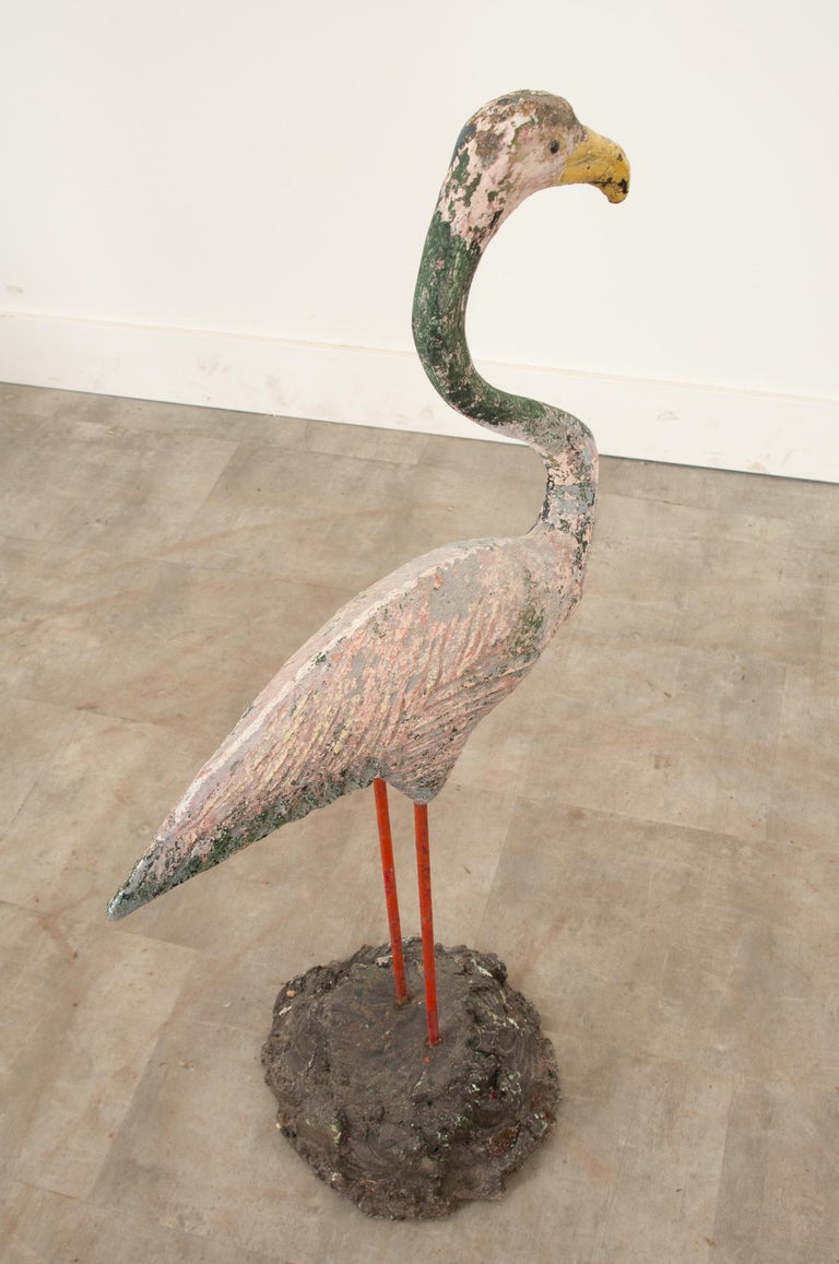 English Painted Stone Flamingo For Sale at 1stDibs