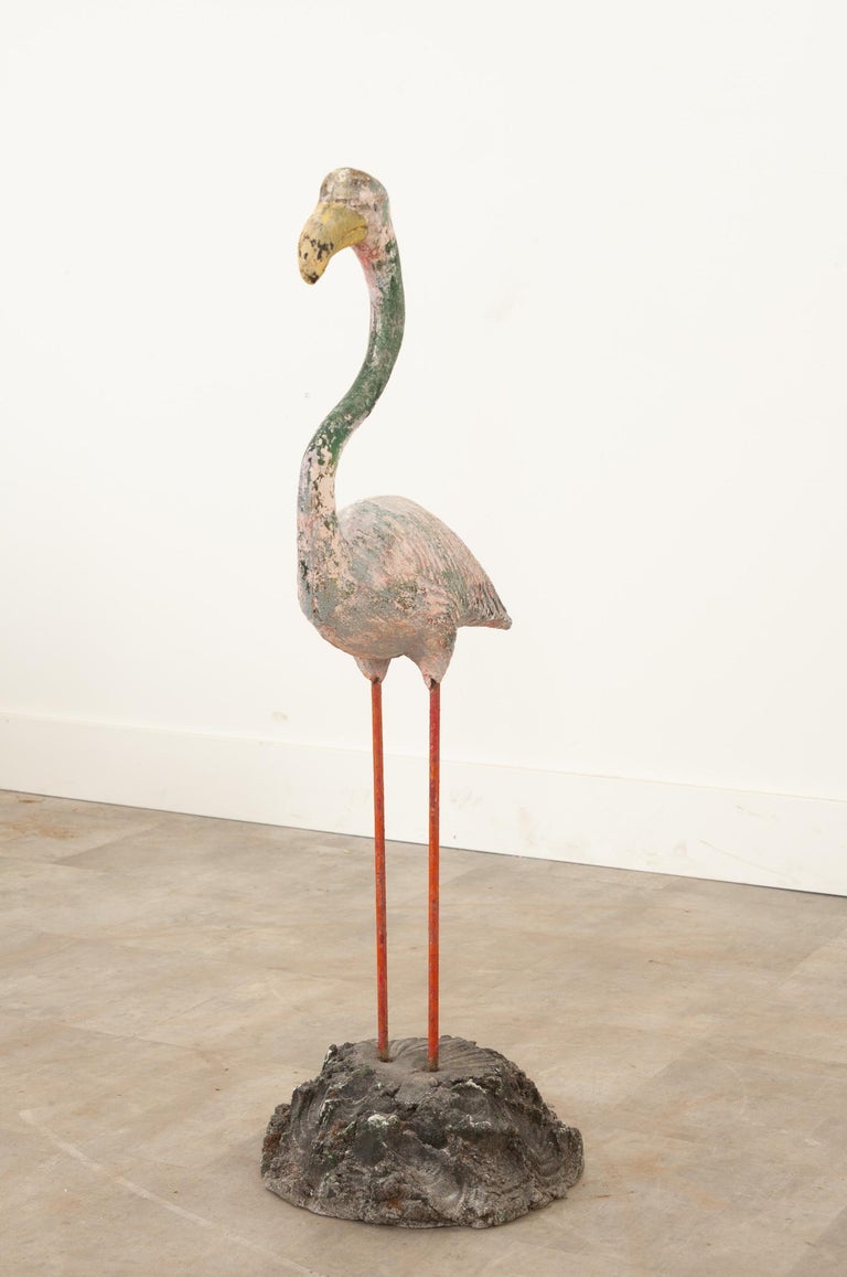 English Painted Stone Flamingo For Sale at 1stDibs