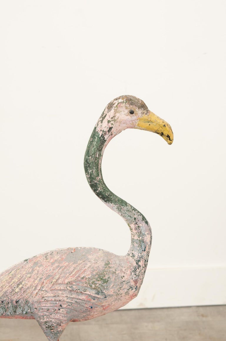 English Painted Stone Flamingo For Sale at 1stDibs