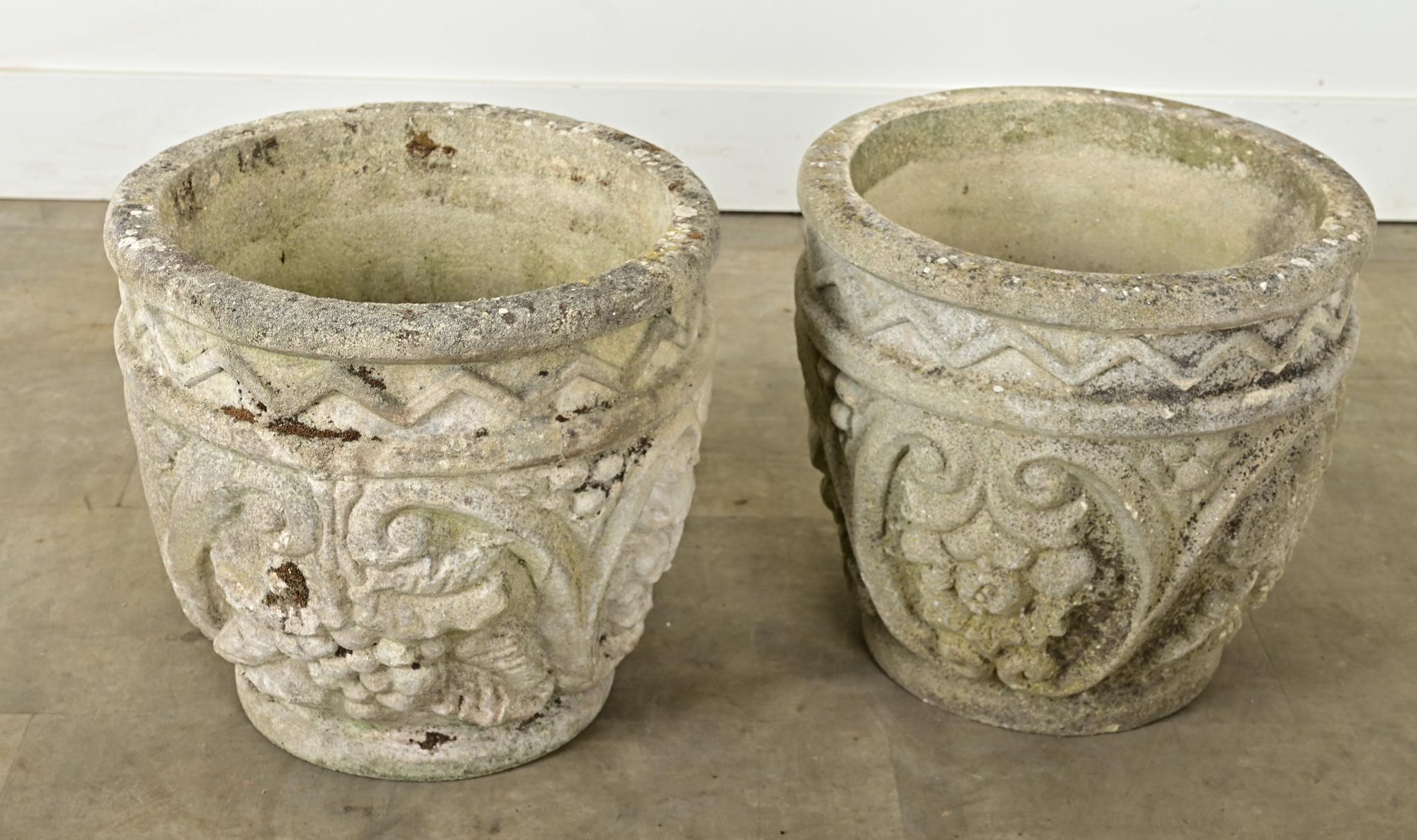 English Pair of Reconstituted Stone Planters For Sale at 1stDibs