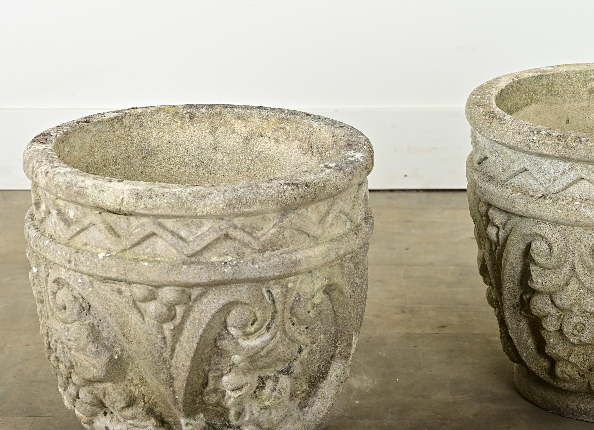 English Pair of Reconstituted Stone Planters For Sale at 1stDibs