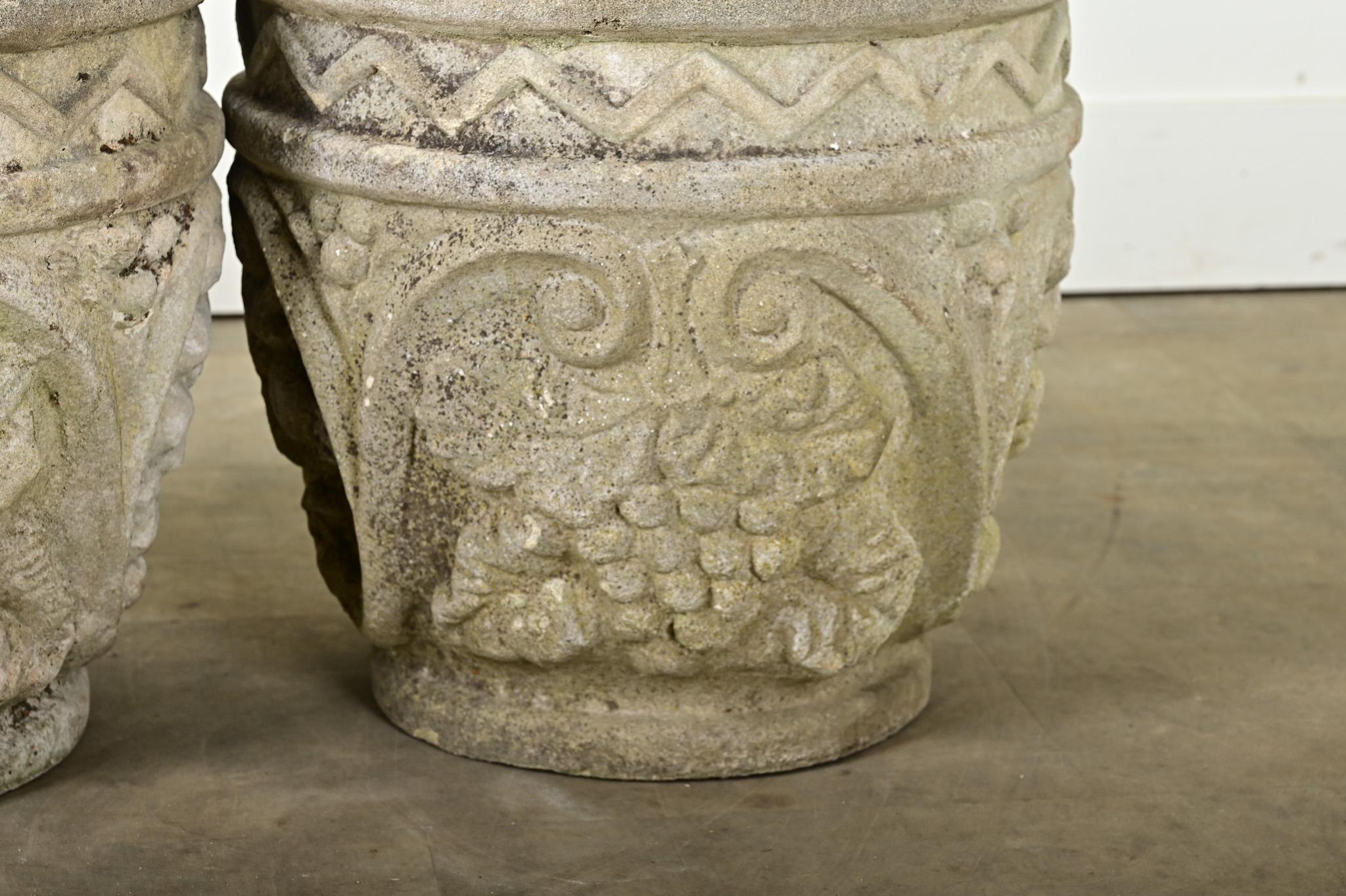 English Pair of Reconstituted Stone Planters For Sale at 1stDibs