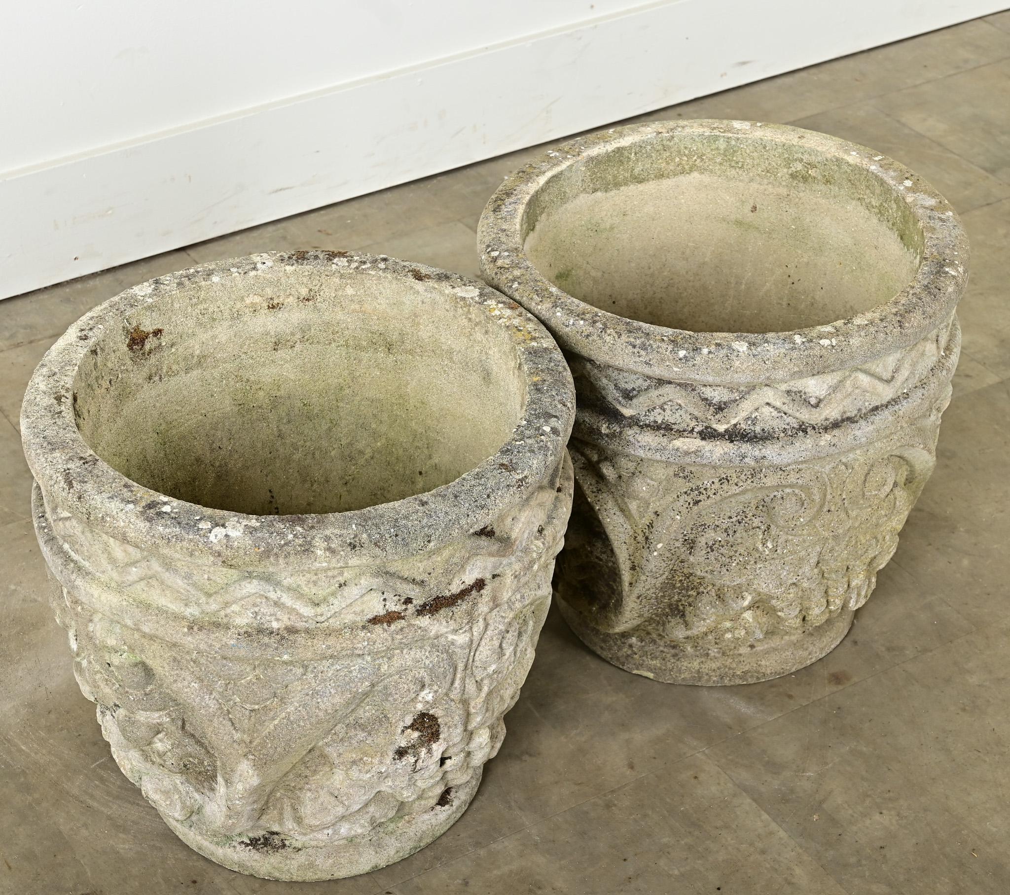 English Pair of Reconstituted Stone Planters For Sale at 1stDibs