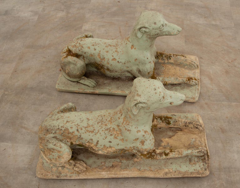 English Pair of Stone Whippets For Sale at 1stDibs