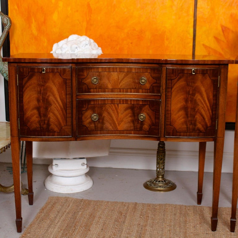 English Pair Sideboards 2 Flamed Mahogany Side Cabinets Antique Bevan ...