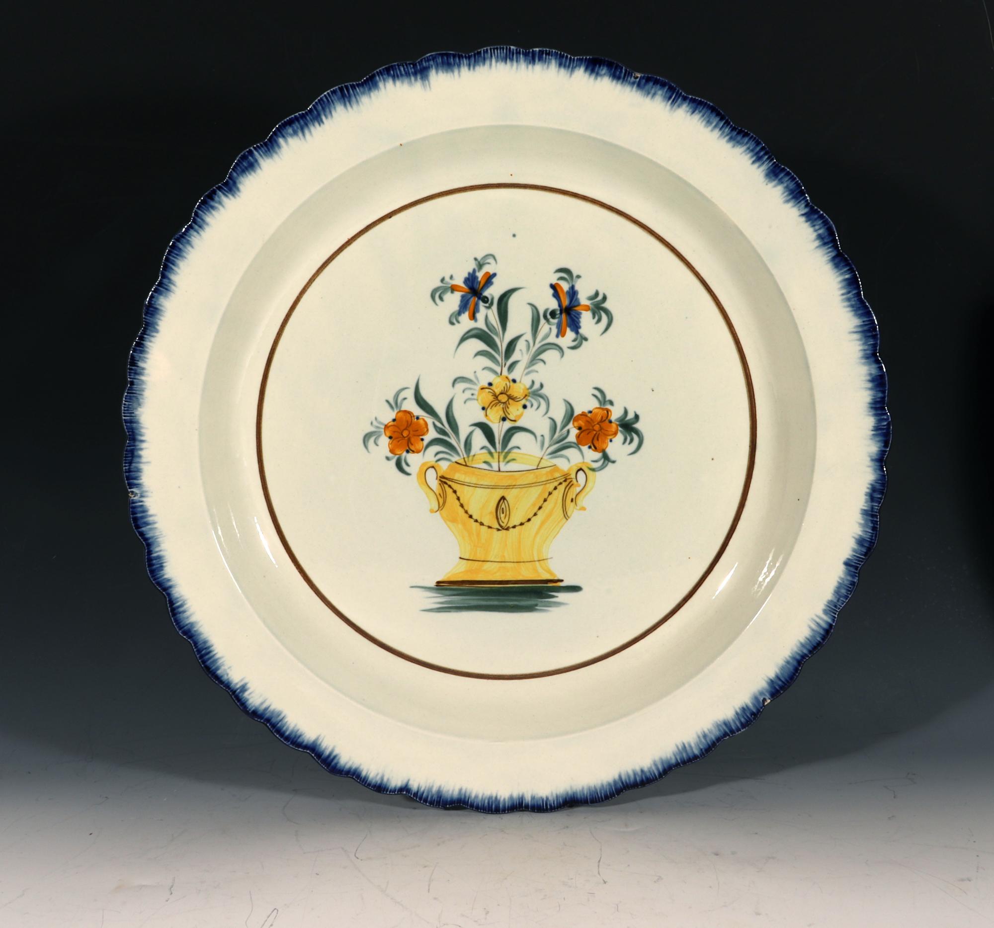 English Pearlware Prattware Pottery Large Botanical Dish For Sale at ...