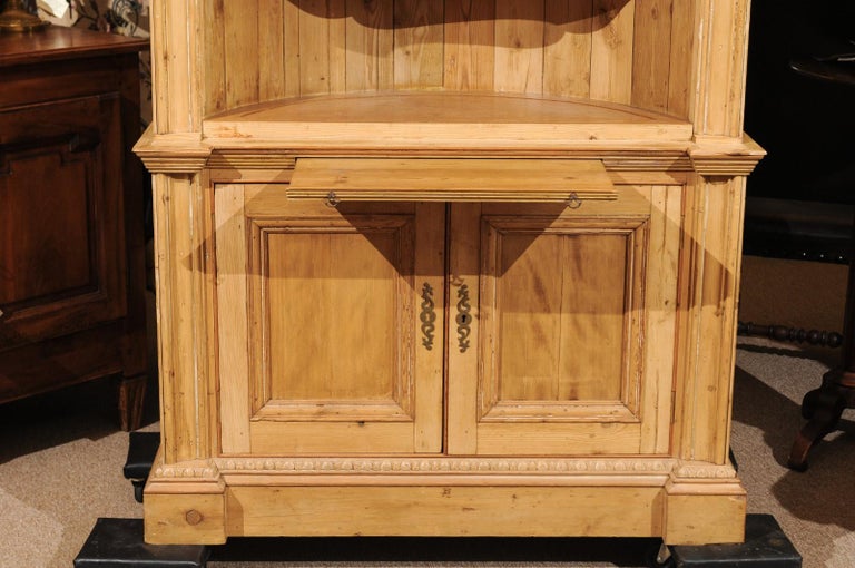 English Pine Bookcase with Shell Carving at 1stDibs