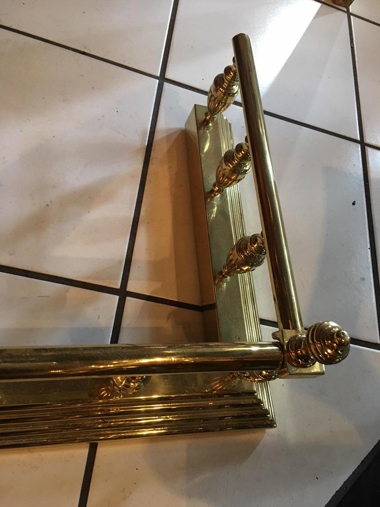 English Polished Brass Fireplace Fender with Corner Finials, 19th ...