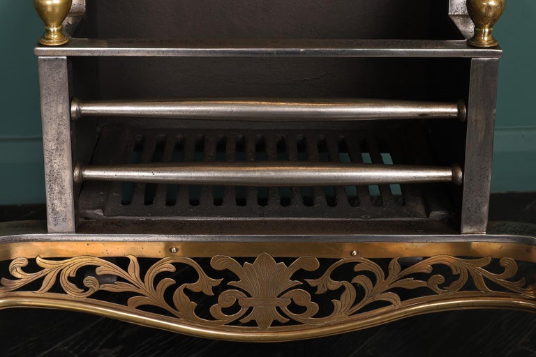 English Polished Brass and Wrought Basket Grate For Sale at 1stDibs