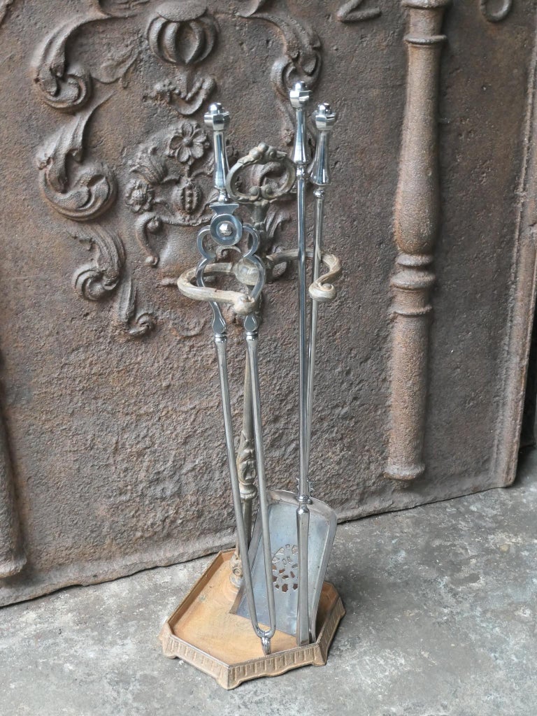 English Polished Steel Georgian Fire Companion Set, 18th-19th C For ...