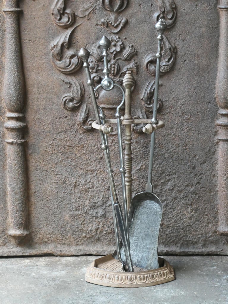 English Polished Steel Georgian Fireside Companion Set, 18th - 19th C ...