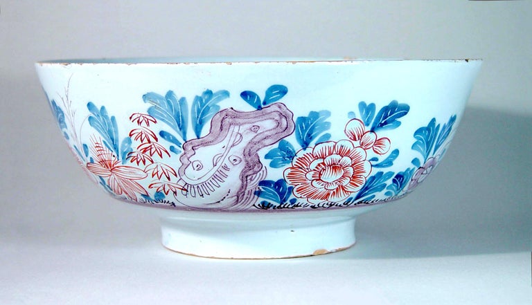 18th-Century English Polychrome Delftware Bowl, Bristol For Sale at 1stDibs