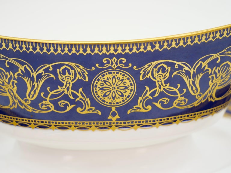 English Porcelain and Gilt Dinner Service For 12 People/ Serving Pieces ...