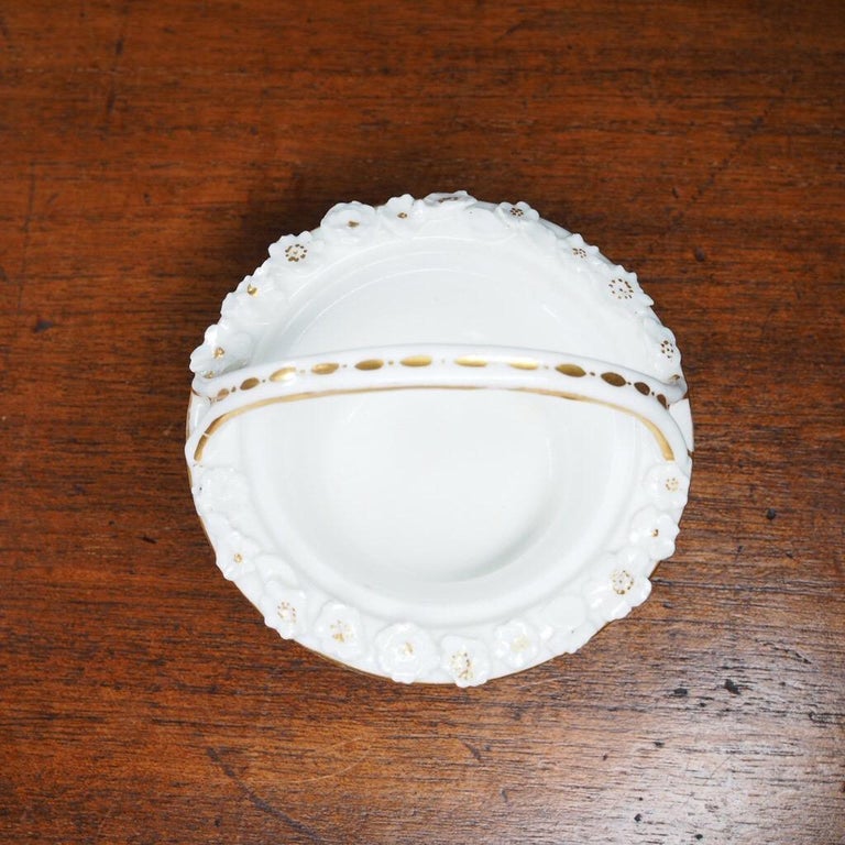 English Porcelain Potpourri Basket with Scenes, c. 1825 For Sale at 1stDibs