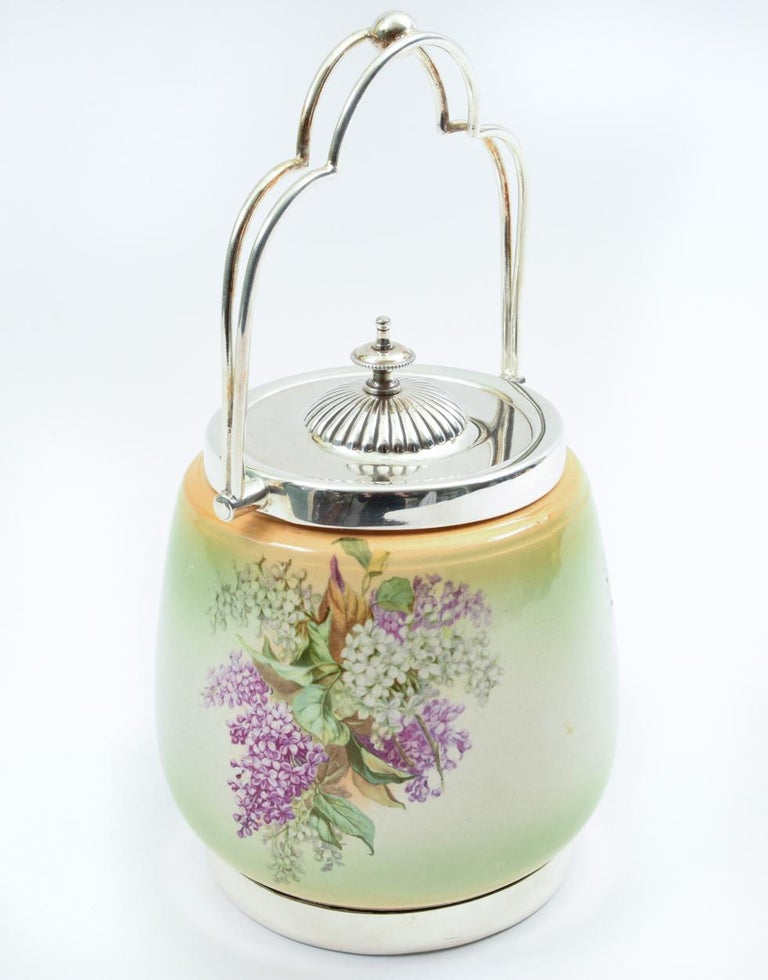 English Porcelain Silver Plate Covered Ice Bucket For Sale at 1stDibs