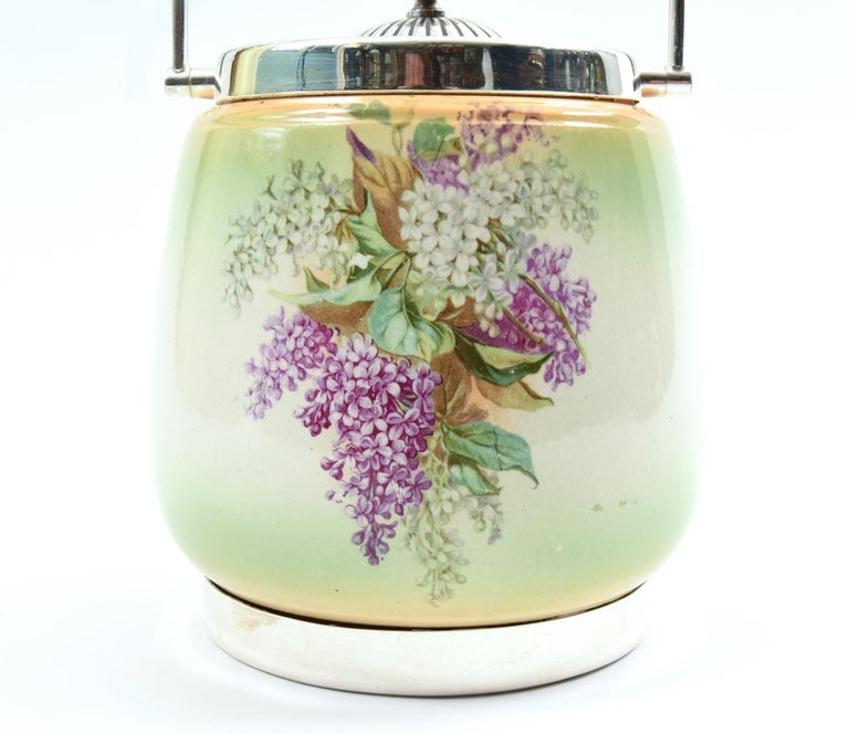 English Porcelain Silver Plate Covered Ice Bucket For Sale at 1stDibs