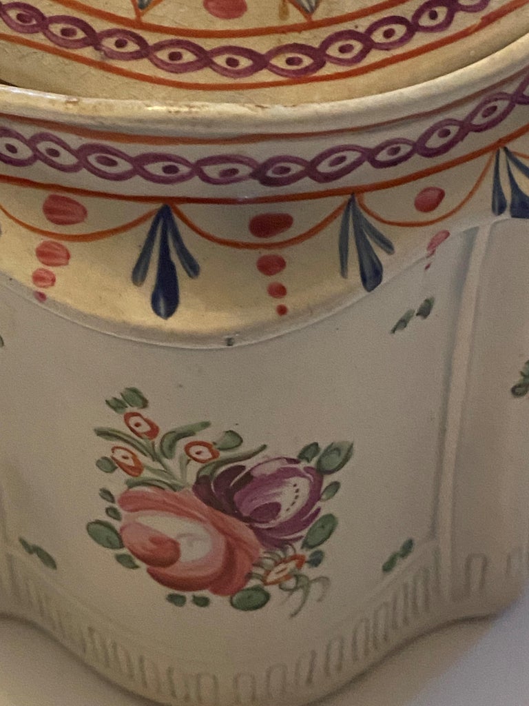 English Pottery Polychromed Covered Sugar Bowl with Swan Finial, circa ...