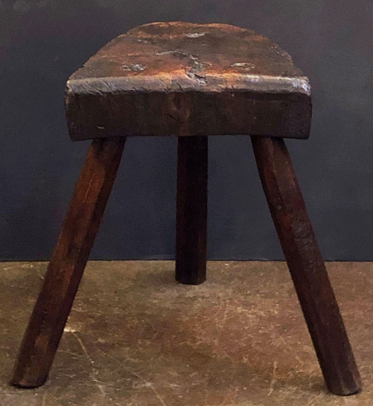 English Primitive or Rustic Three-Legged Milking Stool of Oak at 1stDibs