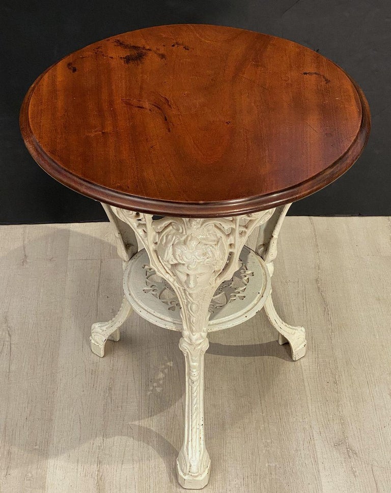 English Pub Table With Wood Top and Cast Iron Base For Sale at 1stDibs