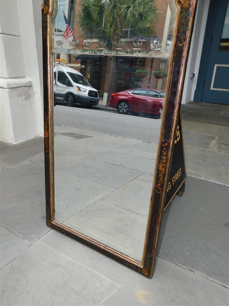 English Queen Anne Chinroserie Giltwood and Gesso Ebonized Wall Mirror ...