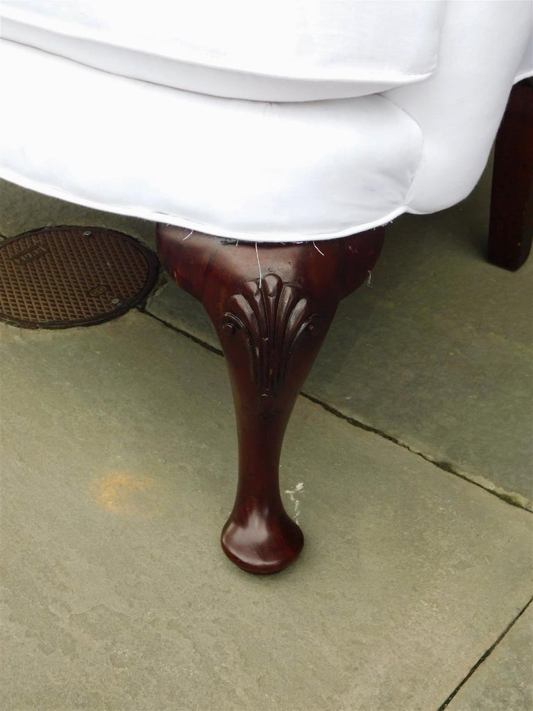 English Queen Anne Mahogany Wing Back Chair with Shell Knee on Pad Feet ...