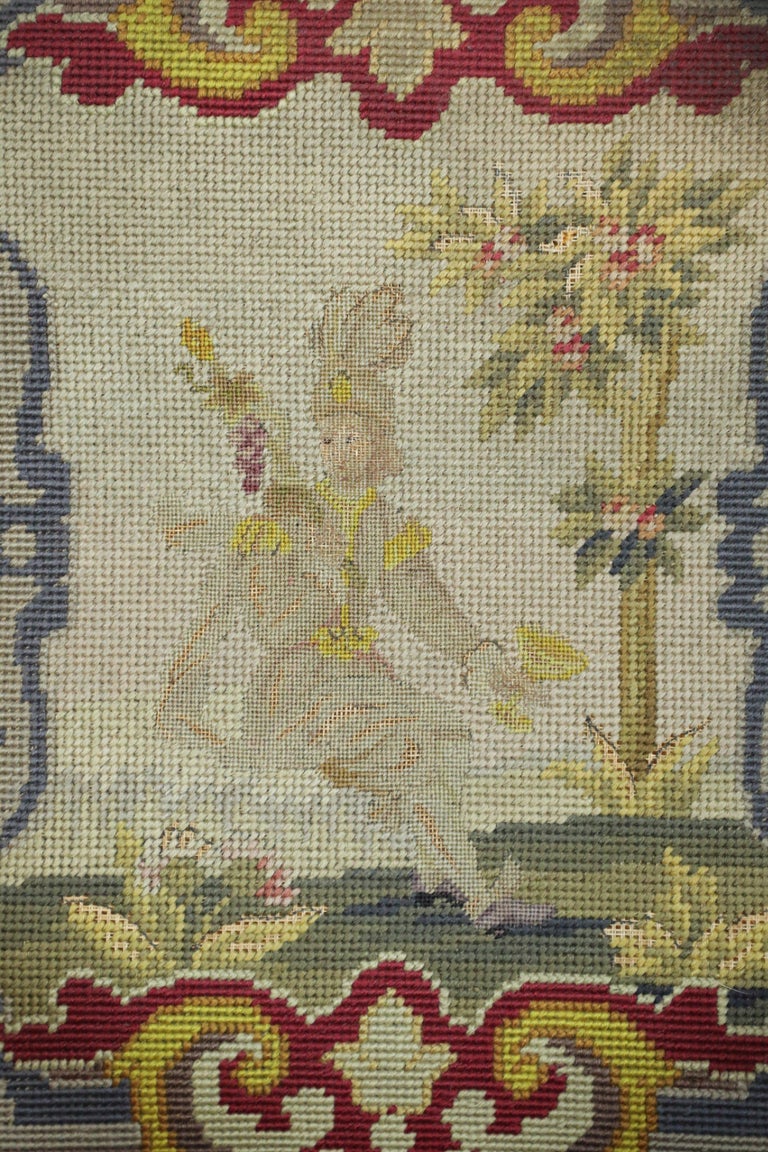 English Queen Anne Needlepoint Tapestry and Walnut Armchair For Sale at ...