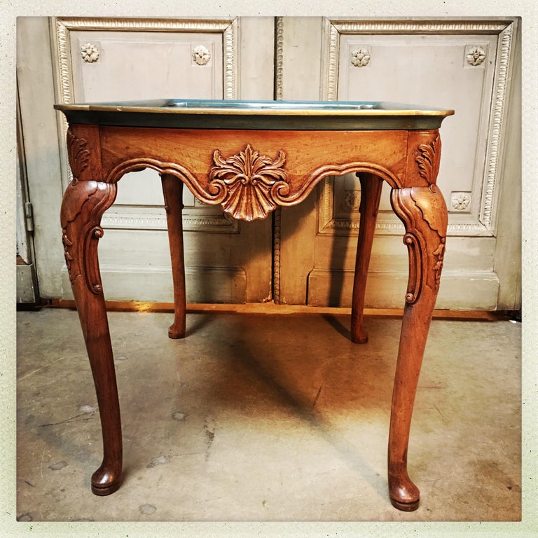 English Queen Anne Style Tea Table with Chinoiserie Tray Top at 1stDibs