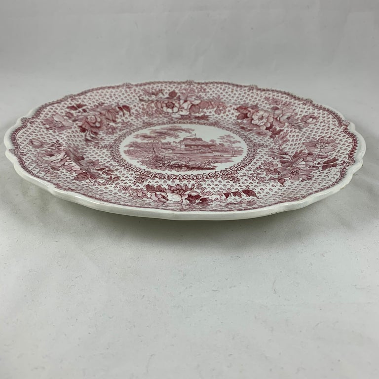 English Ralph Stevenson ‘Windsor Castle’ Red Transferware Dinner Plates ...