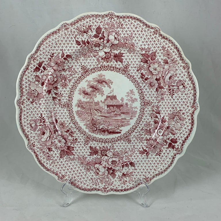English Ralph Stevenson ‘Windsor Castle’ Red Transferware Dinner Plates ...