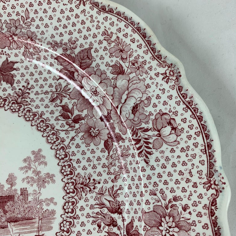 English Ralph Stevenson ‘Windsor Castle’ Red Transferware Dinner Plates ...