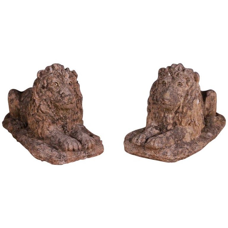 English Recon Stone Lions at 1stDibs