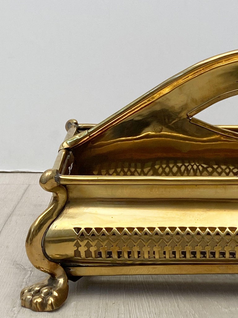 English Rectangular Cutlery Tray of Brass on Lion's Paw Feet at 1stDibs