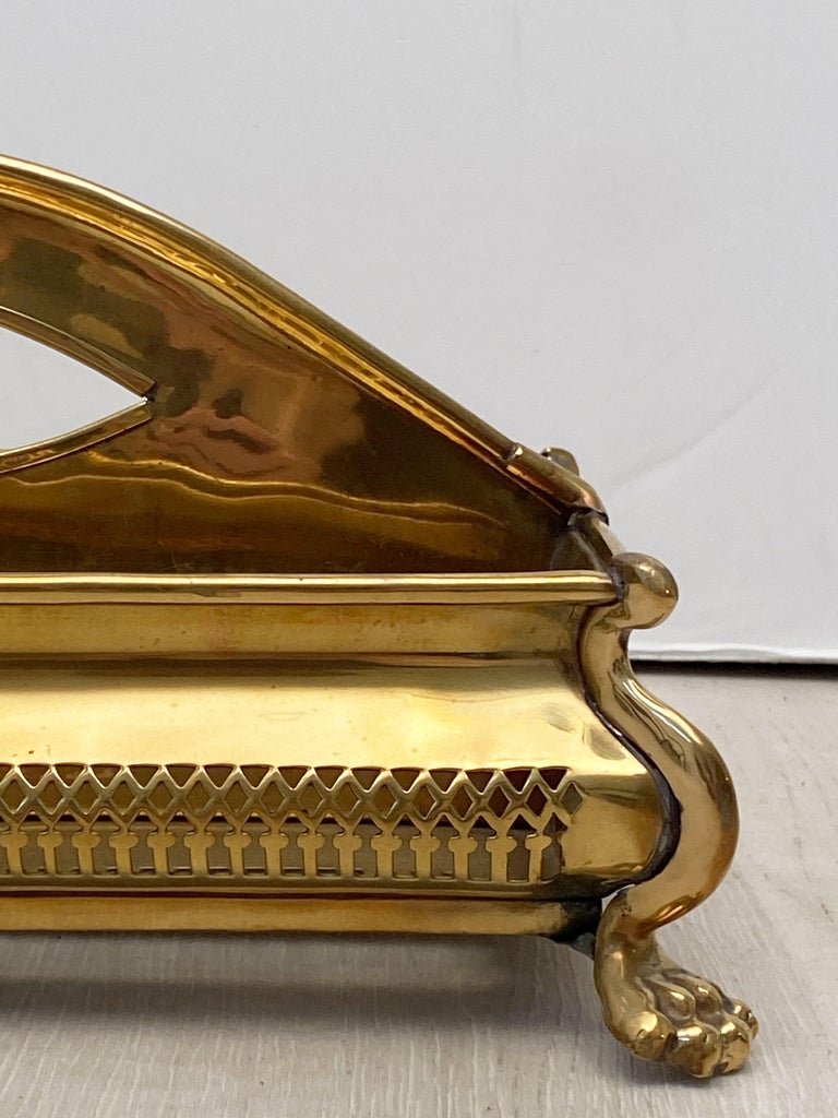 English Rectangular Cutlery Tray of Brass on Lion's Paw Feet at 1stDibs