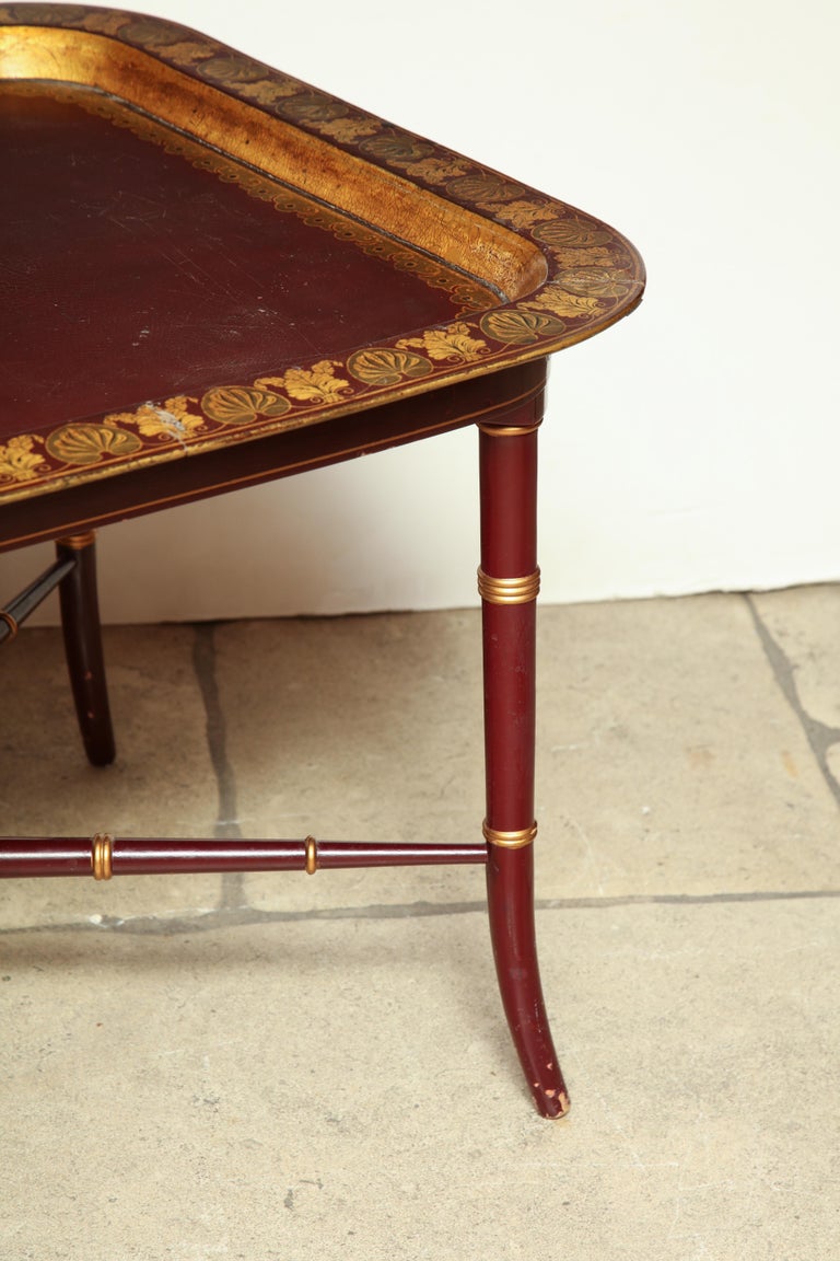 English Red Lacquered Papier Mâché Tray Table For Sale at 1stDibs