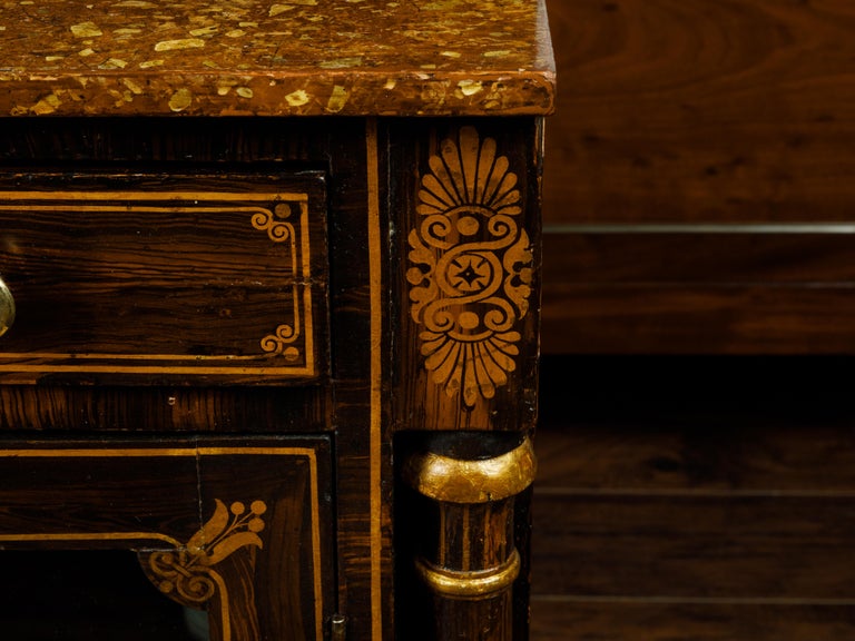 English Regency 1820s Faux Painted Cabinet with Volutes and Lotiform ...