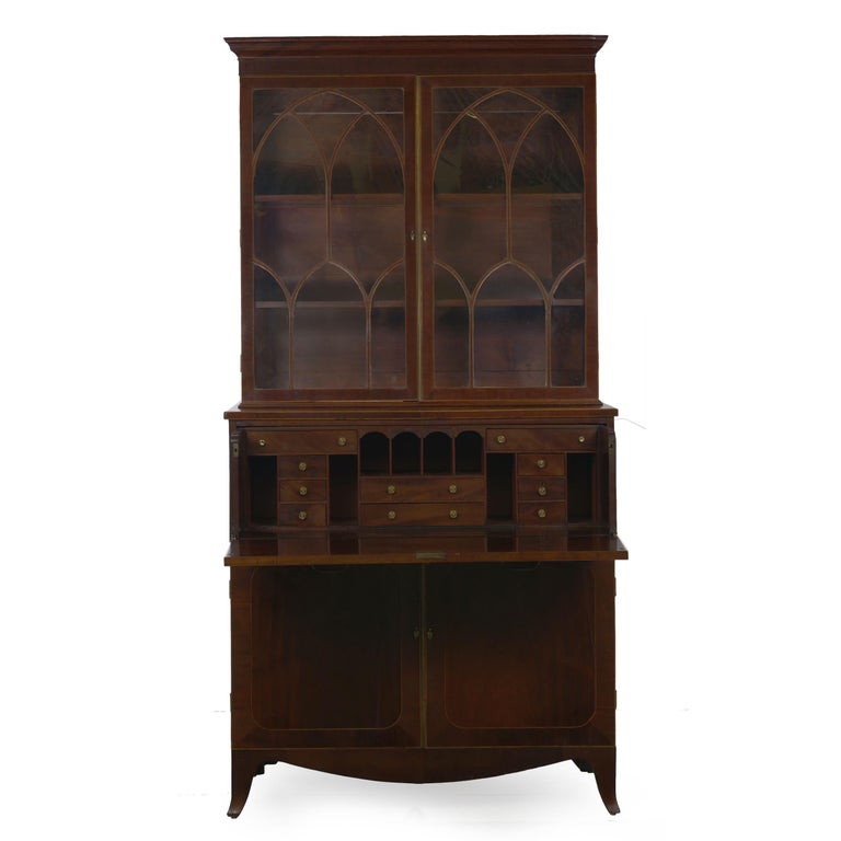 English Regency Antique Mahogany Butler's Bookcase and Desk, circa 1820 ...