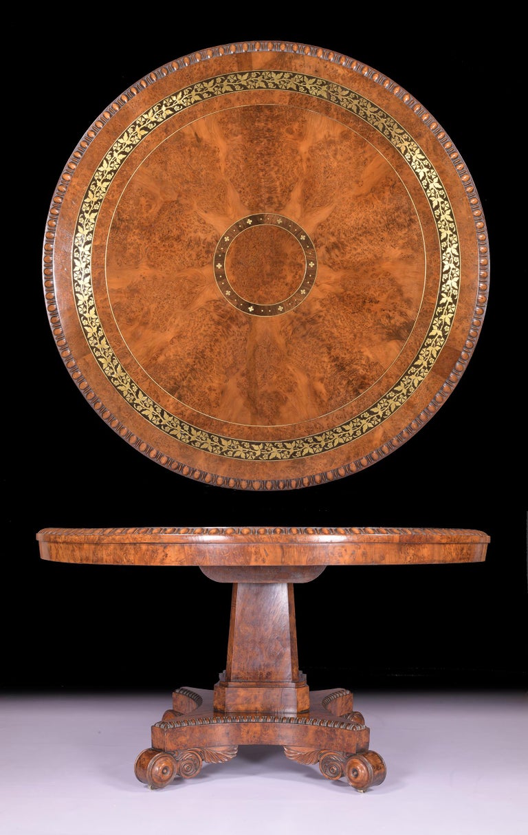English Regency Burr Yew Wood Centre Table Attributed To George Bullock ...