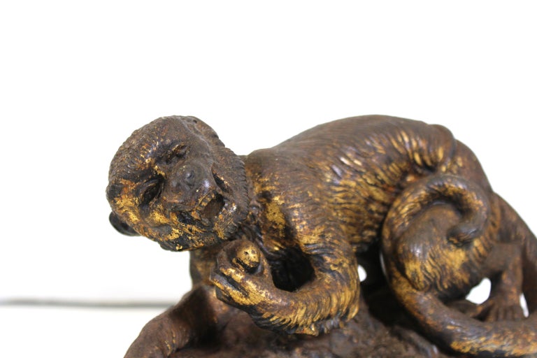 English Regency Cast Iron Gilt Fireplace Monkey Andirons For Sale at ...