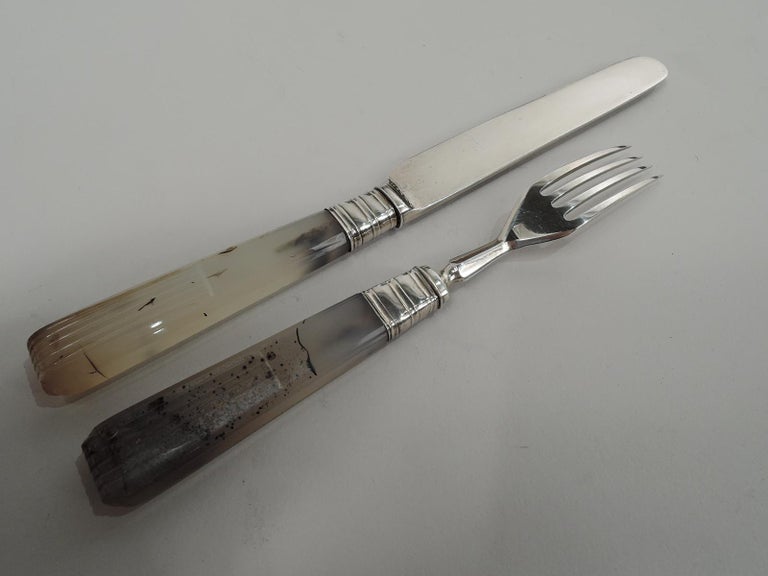 English Regency Classical Sterling Silver and Agate Fruit Set for 12 ...