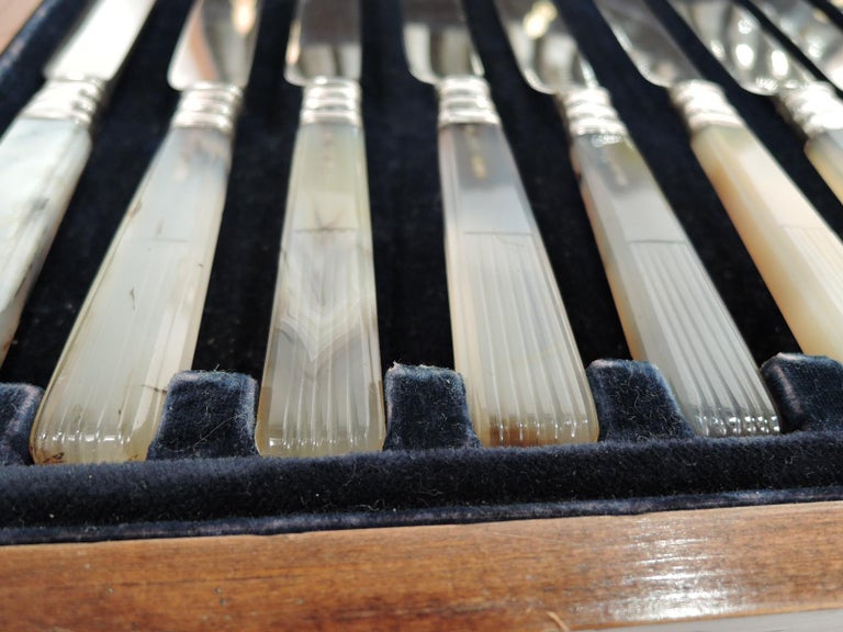 English Regency Classical Sterling Silver and Agate Fruit Set for 12 ...