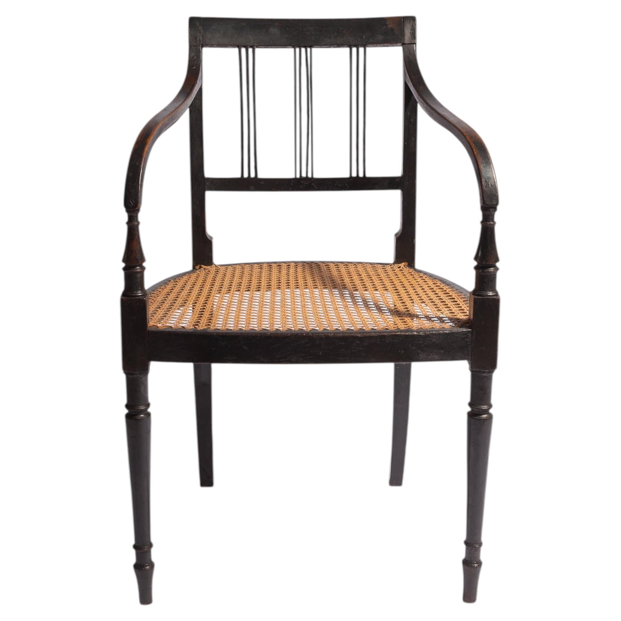 English Regency Ebonised Open Armchair For Sale at 1stDibs