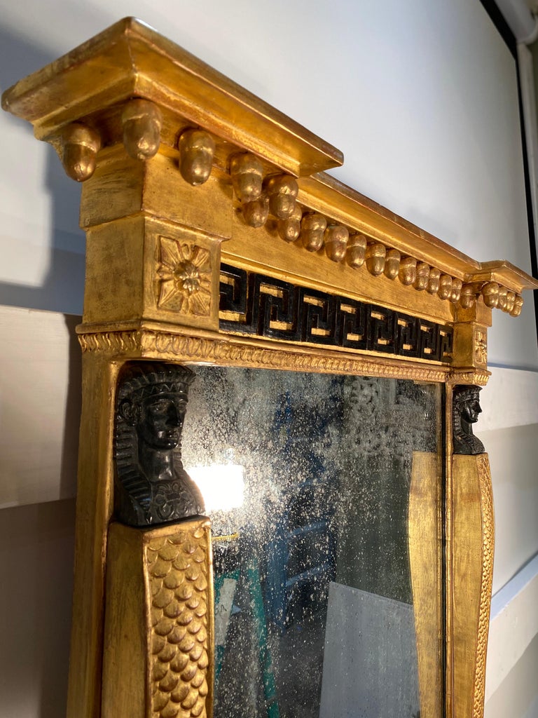 English Regency Egyptian Motif Gilt Pillar Mirror, Early 19th Century ...