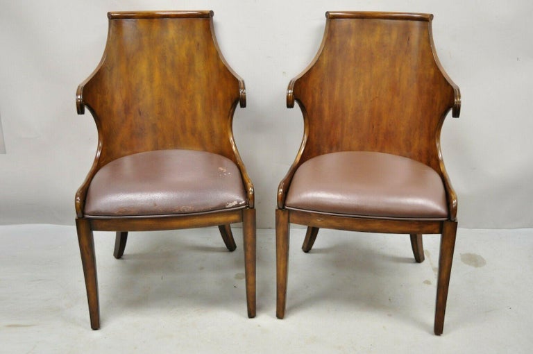 English Regency Empire Style Wood Barrel Back Side Chairs, a Pair For ...