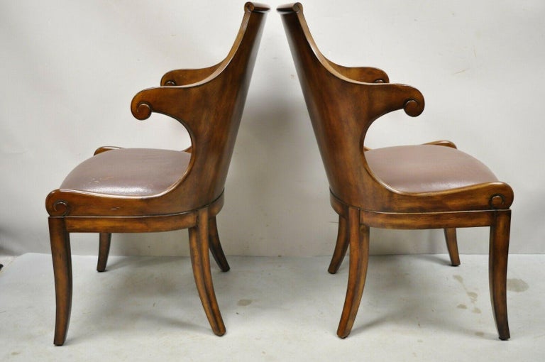 English Regency Empire Style Wood Barrel Back Side Chairs, a Pair For ...