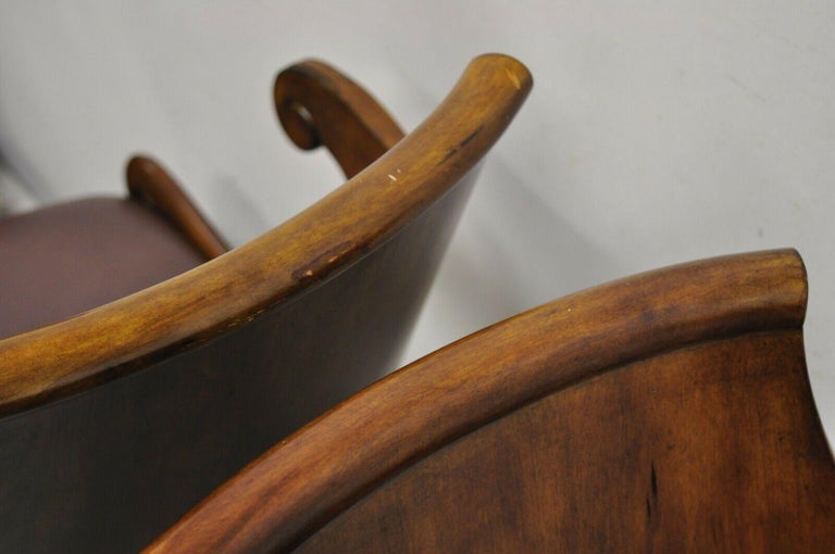 English Regency Empire Style Wood Barrel Back Side Chairs, a Pair For ...