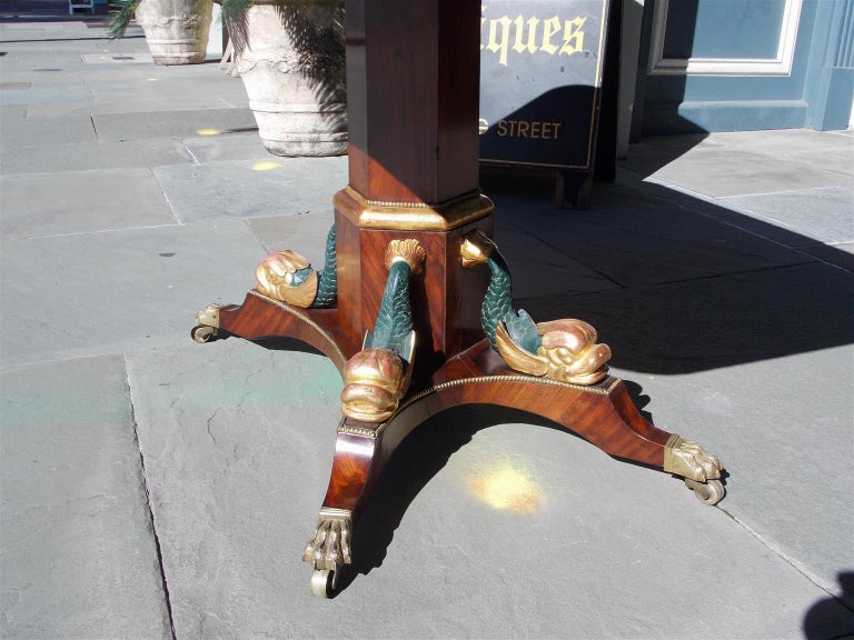 English Regency Mahogany Gilt and Inlaid Four-Drawer Library Table ...