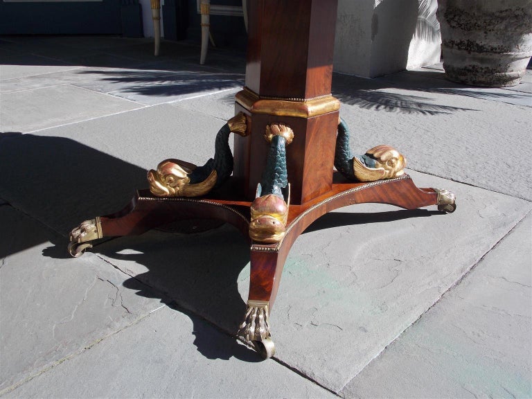 English Regency Mahogany Gilt and Inlaid Four-Drawer Library Table ...