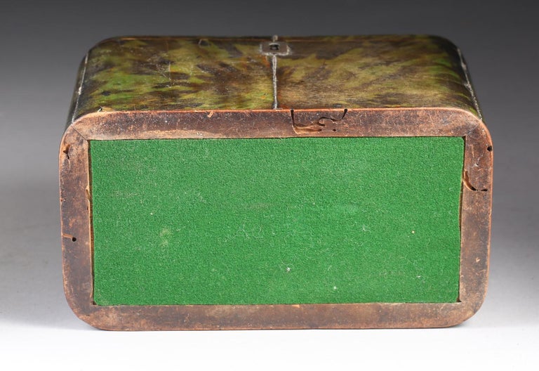English Regency Green Tortoise Shell Tea Caddy For Sale at 1stDibs