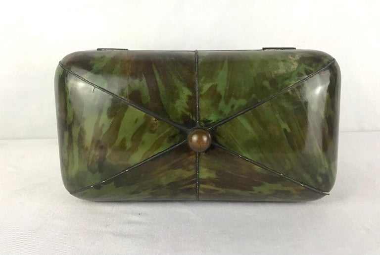 English Regency Green Tortoise Shell Tea Caddy For Sale at 1stDibs