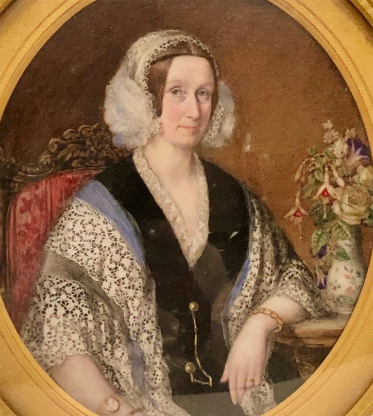 English Regency Leather Portrait Box with Painting on Ivory For Sale at ...